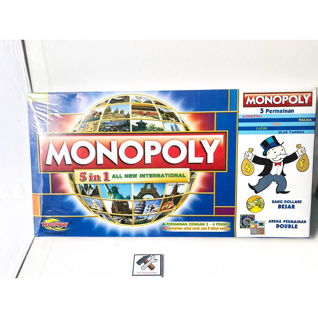 Jual MONOPOLI PAPAN PERMAINAN 5 IN 1 MONOPOLY HALMA LUDO CATUR ULAR ...