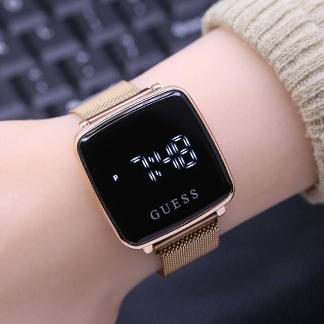 Jual Holypopshop jam tangan digital wanita Guess segi LED touchscreen ...
