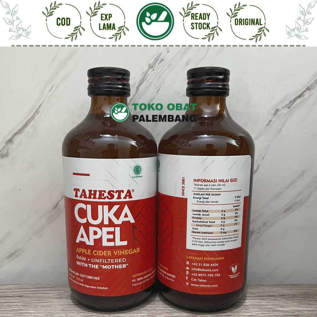 Jual CUKA APEL TAHESTA 320ML APPLE CIDER VINEGAR RAW UNFILTERED WITH ...
