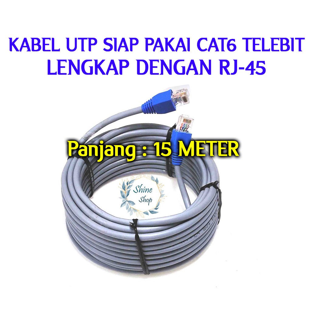 Jual Kabel Telebit UTP CAT 6 Siap Pakai 15 Meter Cable Cat6 | Shopee ...