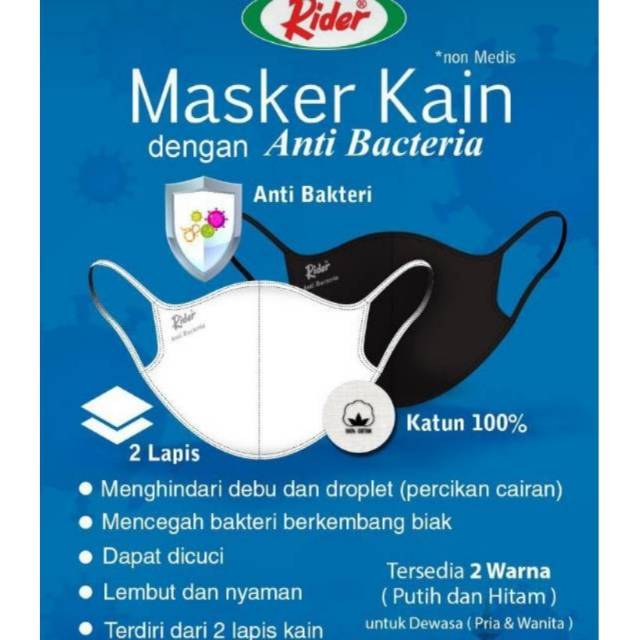 Jual Merk Rider-Masker Kain Non Medis Antibacteria | Shopee Indonesia