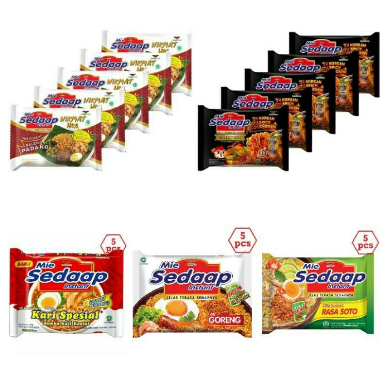 Jual Mie Sedaap | Goreng | Kuah Kemasan Isi 5 | Shopee Indonesia
