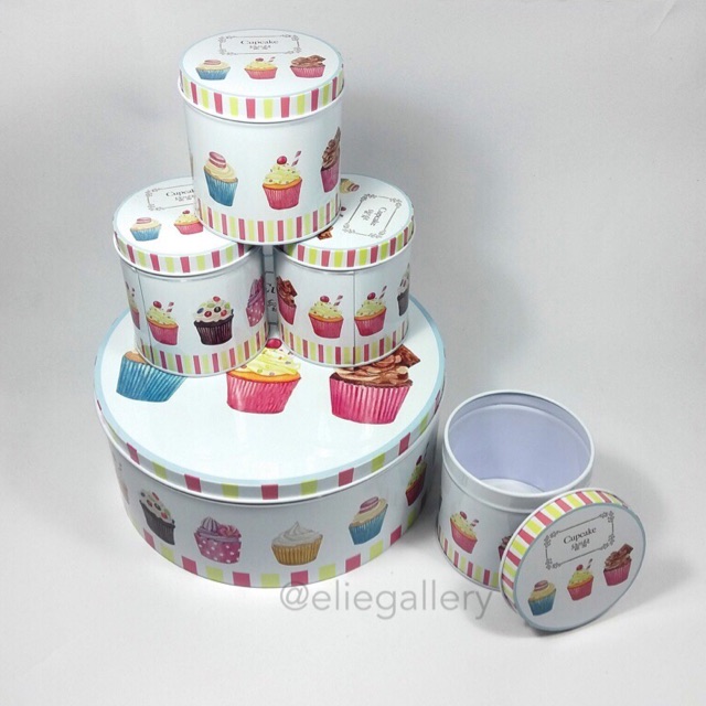 Jual Box Kaleng Bundar (1 set 5 pcs) Indonesia|Shopee Indonesia
