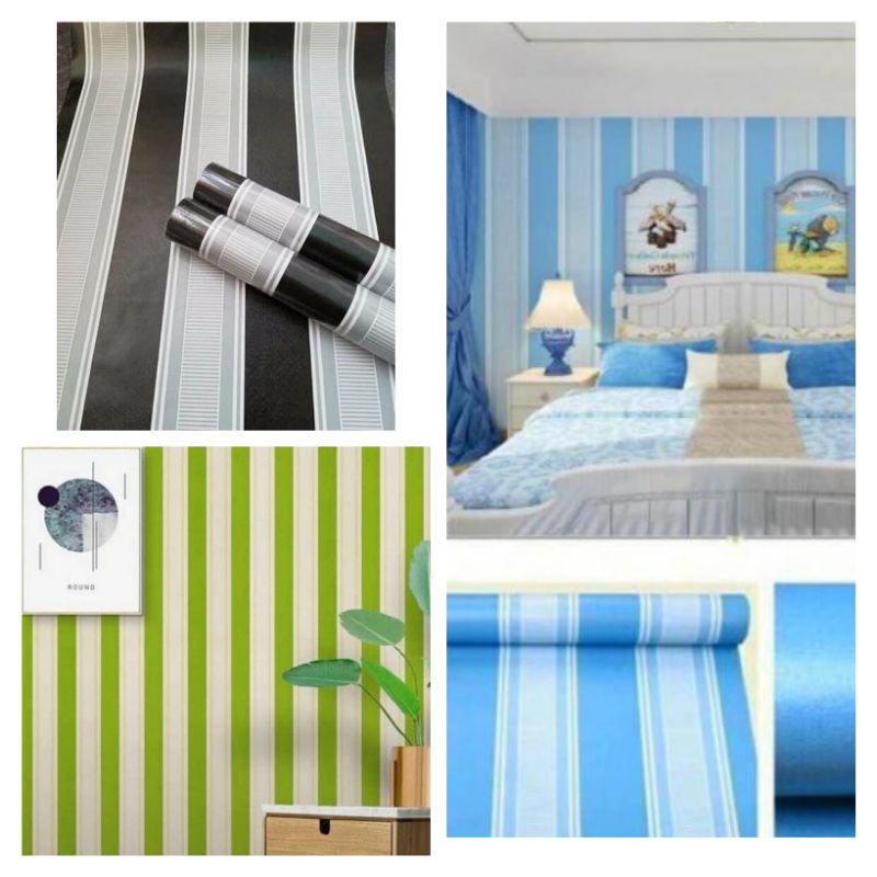 Jual Wallpaper stiker dinding motif salur biru / dekorasi dinding, Stiker Salur Stikier Dinding ...
