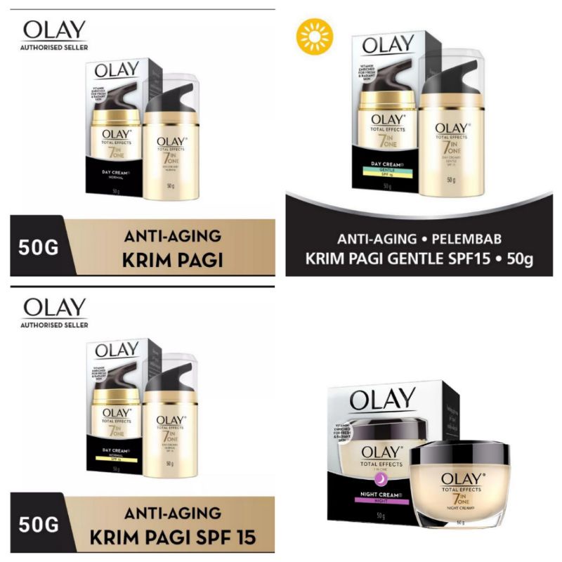 Jual OLAY Total Effects 7 in 1 Anti Aging Day Cream Normal & Night & Gentle & Serum SPF15 50g ...
