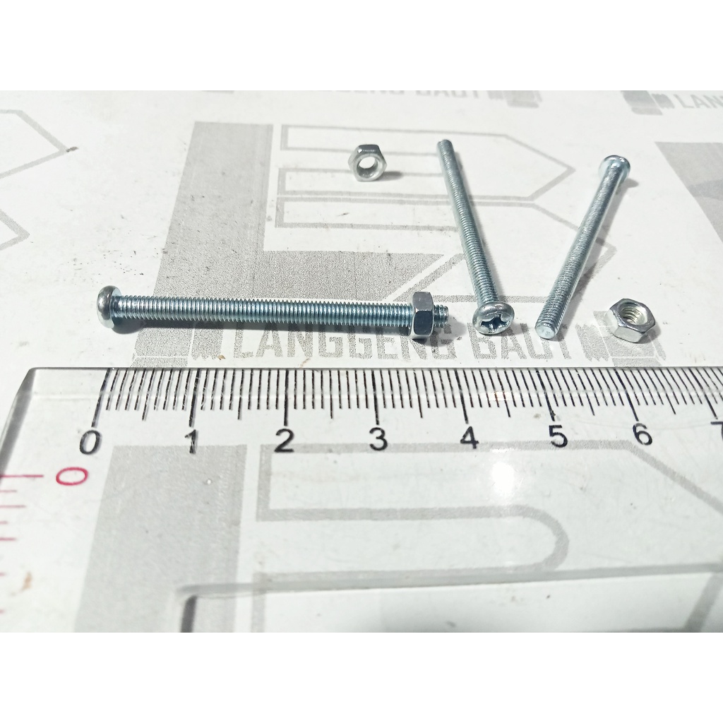 Jual Baut Mur JP M3x40 / Baut Obeng Plus Kepala Bulat 3mm Panjang 4cm | Shopee Indonesia