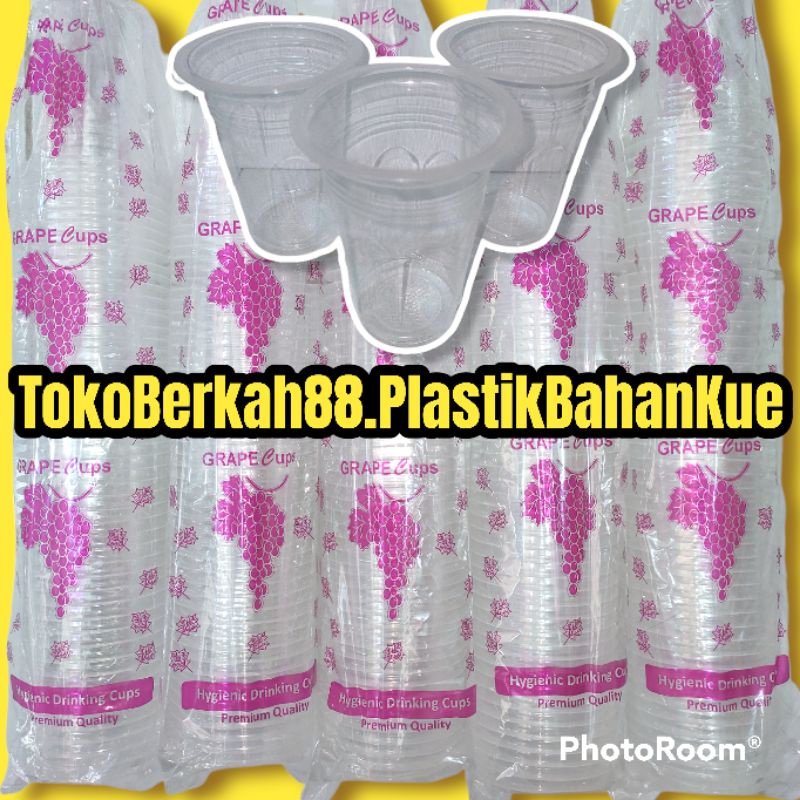 Jual GELAS PLASTIK BENING GRAPE CUPS / GELAS KOPI / CUP KOPI - PER ROLL ISI 50 PCS Indonesia ...
