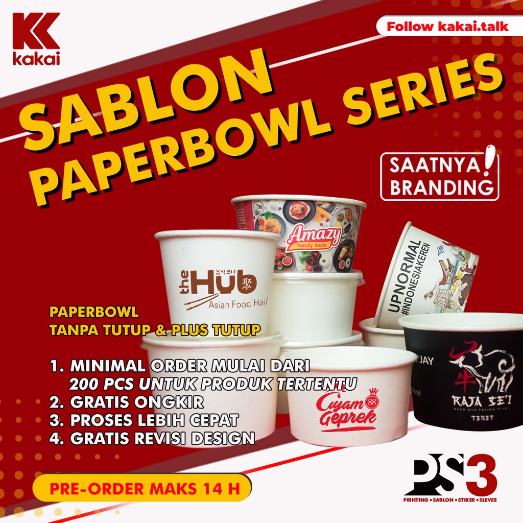 Jual CUSTOM MANGKOK KERTAS / SABLON PAPERBOWL / SABLON RICE BOWL 300ML ...