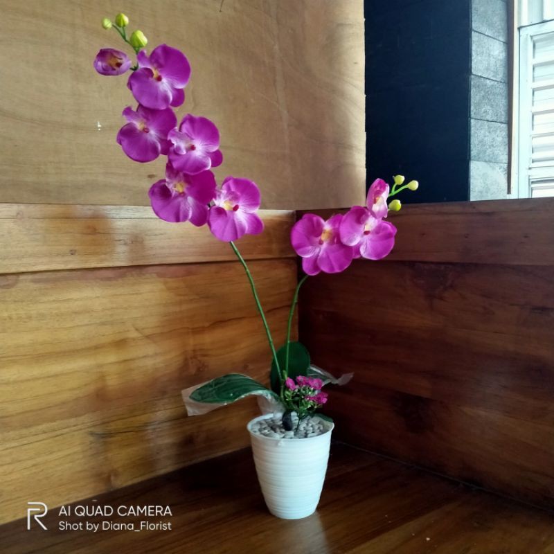 Jual Rangkaian Bunga Anggrek Artificial Palsu Dekorasi Bunga Plastik ...