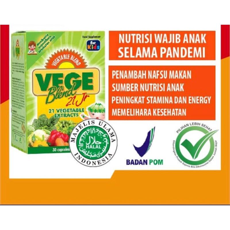 Jual Vegeblend 21 Junior Ekstrak 21 Jenis Sayuran 30 & 60 Kapsul ...