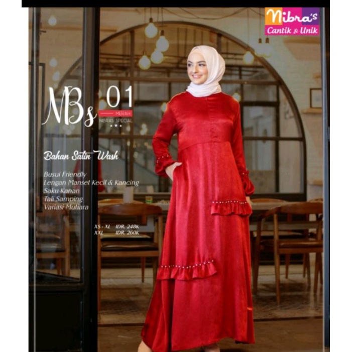 Jual GAMIS DEWASA NIBRAS SPECIAL NBS 01 Gamis Pesta Cantik Ori Ukuran M ...