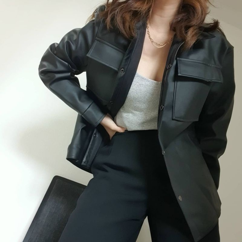Jual black leather jacket | Shopee Indonesia