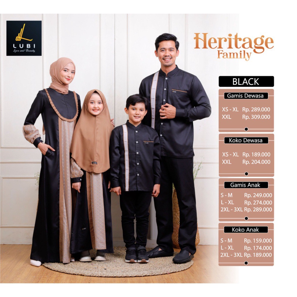 Jual Sarimbit lubi Heritage Family Black Couple Keluarga Terbaru 2023 | Shopee Indonesia