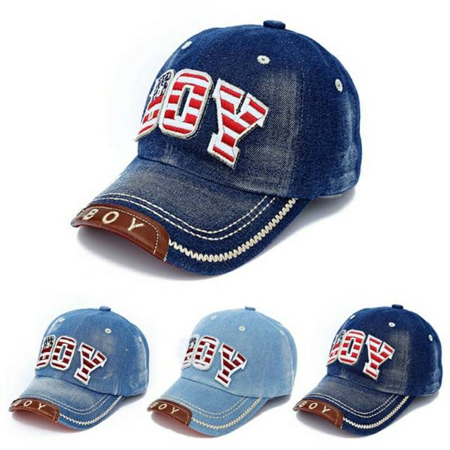Jual Topi korea anak, topi import, topi bahan jeans tebal tulisan BOY ...