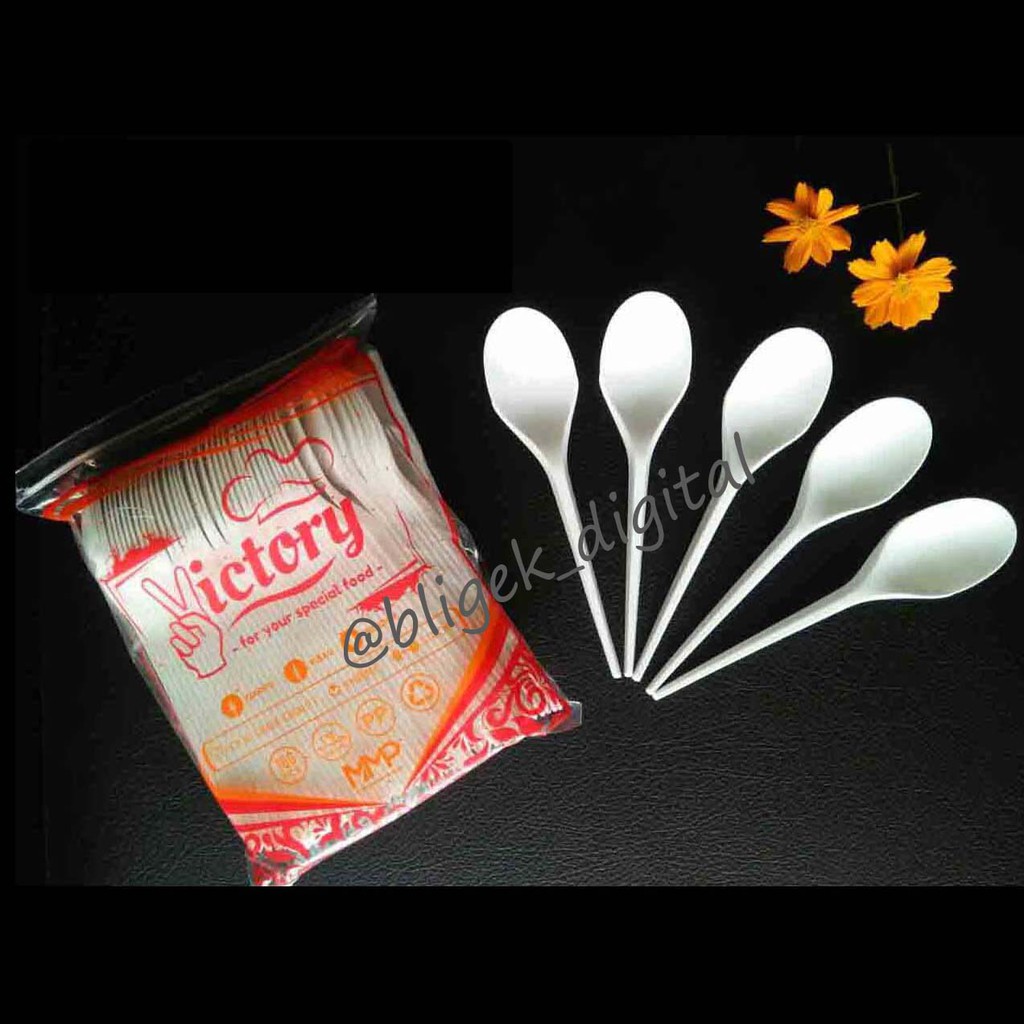 Jual Sendok Dan Garpu Makan Plastik VICTORY Putih (isi 100 pcs ...