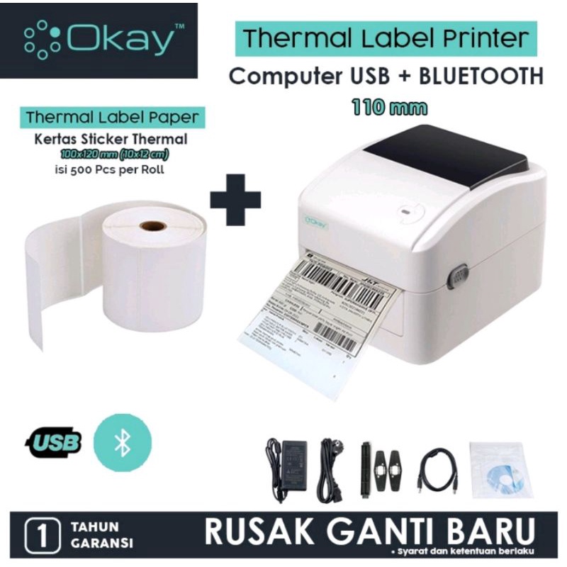 Jual OKAY D100L Printer label pengiriman barcode thermal - printer resi ...