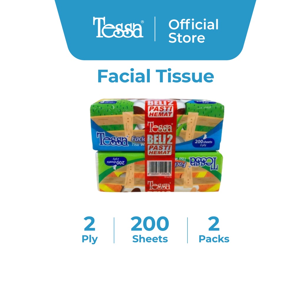 Jual Tessa Facial Tissue Isi 200s 2ply x 2 pcs | Shopee Indonesia