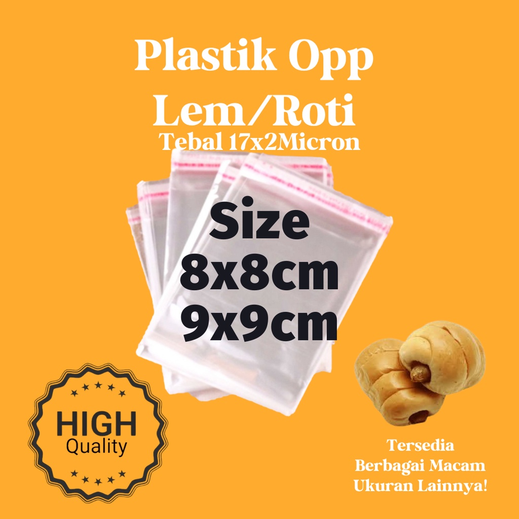 Jual (100Lbr) PLASTIK OPP Ukuran 8x8+3cm / 9x9+3cm(LEM) Plastik Perekat ...