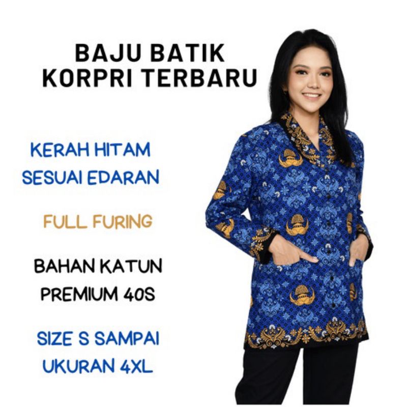 Jual seragam korpri lapis furing,seragam ASN krah hitam | Shopee Indonesia