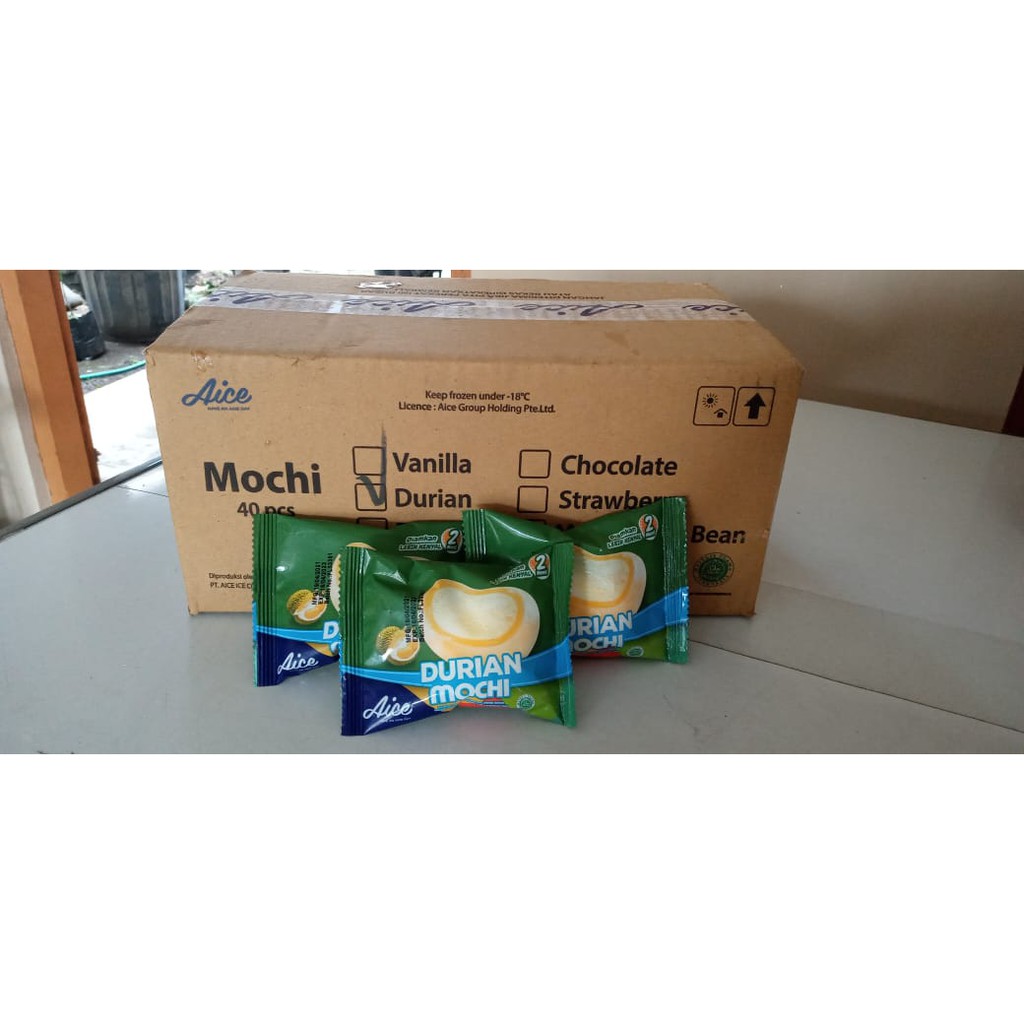 Jual Es Krim Aice Mochi Durian isi 40 / Ice Cream Aice Moci Durian 1dus ...