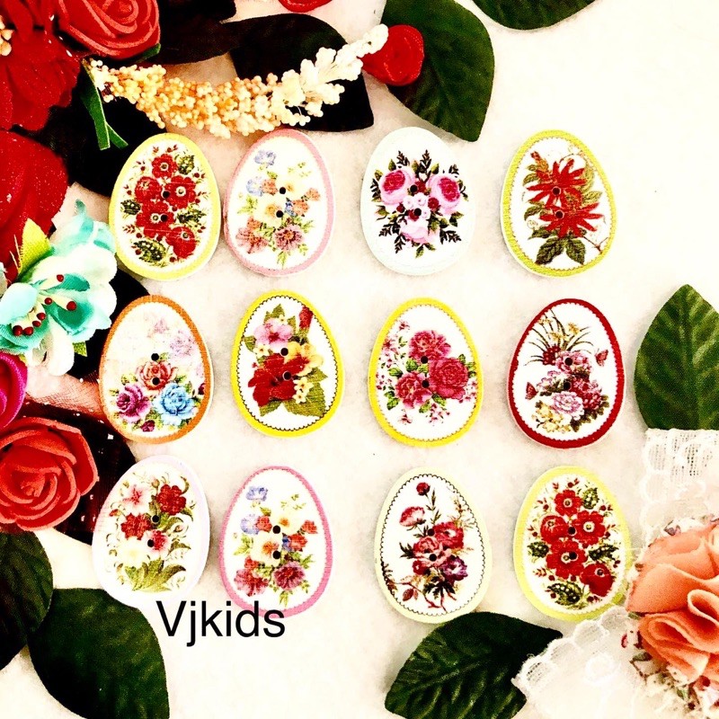 Jual kancing kayu , wood button bunga oval utk hiasan, art n craft ...