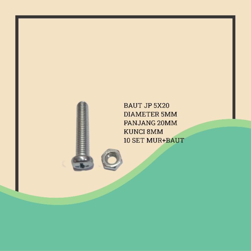 Jual MUR BAUT JP 5X20 MM 10 SET GALVANIS 5 X 20 MM | Shopee Indonesia