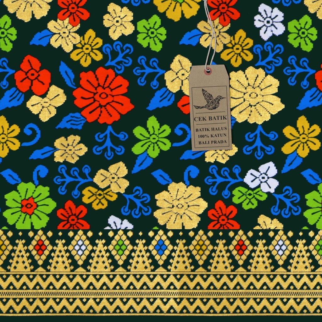 Jual kain batik - Bali Prada Etnik Bunga Manis Warna Motif Gold / Emas ...