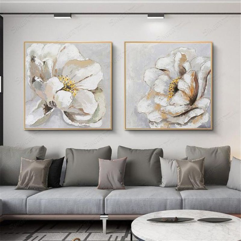 Jual lukisan panel bunga putih cantik abstrak | Shopee Indonesia