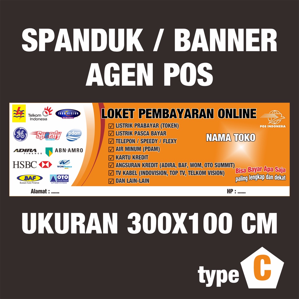 Jual Banner / Spanduk Agen Pos 300x100cm Pos Indonesia Pospay | Shopee ...