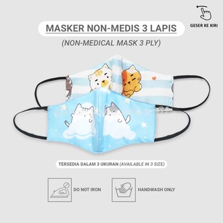 Masker Kucing (Cat) Kain Anak dan Dewasa Earloop dan Hijab 3 Lapis (3 ...