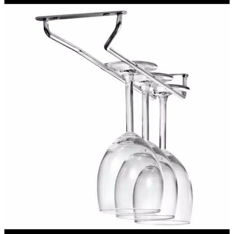 Jual 1 Baris Rak Gantung Gelas Wine - 1 Row Wine Glass Hanger Rack | Shopee Indonesia
