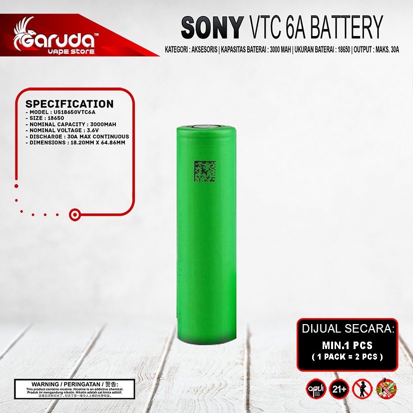 Jual Battery VTC 6A Sony 1Pack (2Pcs) 100% Authentic | Shopee Indonesia