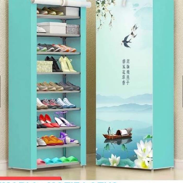 Jual RAK Sepatu Portabel 10 th 9 Susun Rangka Motif Gambar 3D Shoe Rack ...