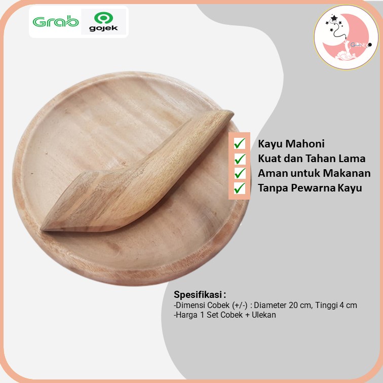 Jual ALat Dapur Cobek Sambel Ulek Set Mini Kayu ukuran 20cm | Shopee ...