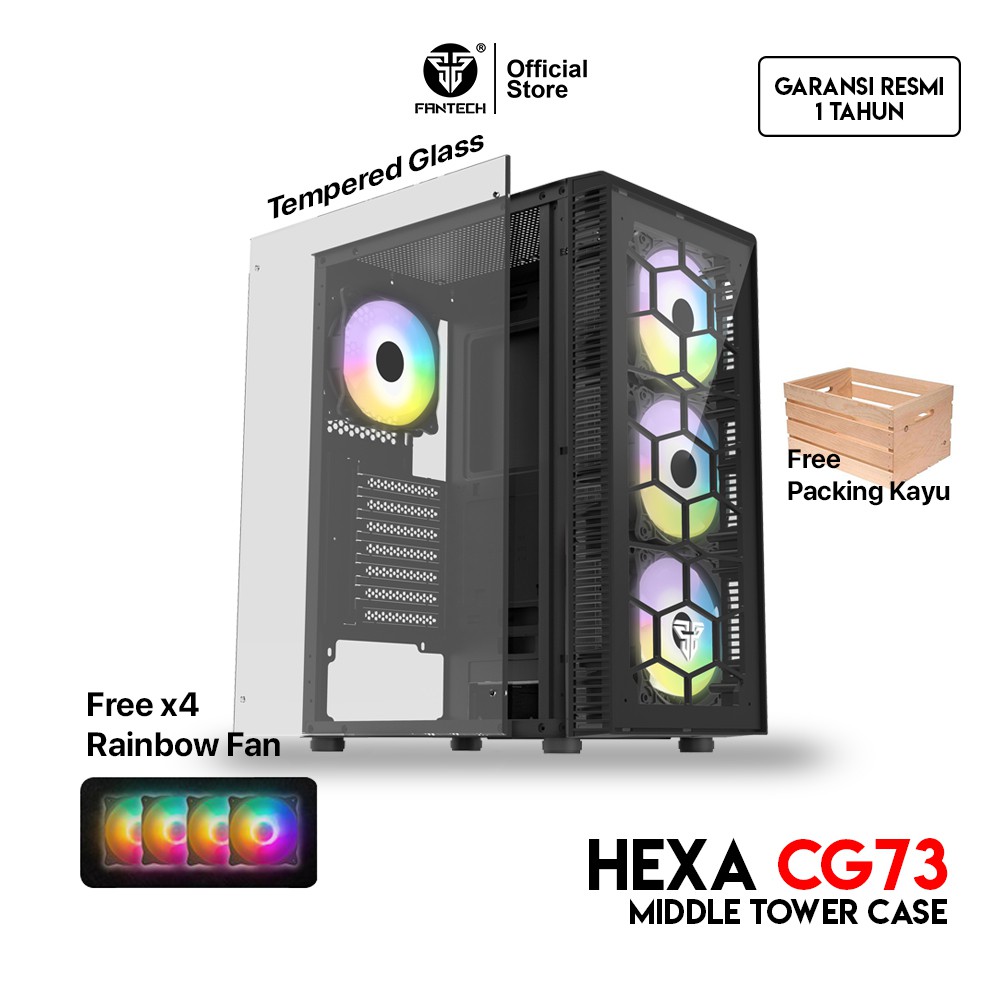 Jual Fantech HEXA CG73 Tempered Glass Casing Komputer PC Gaming Case ...