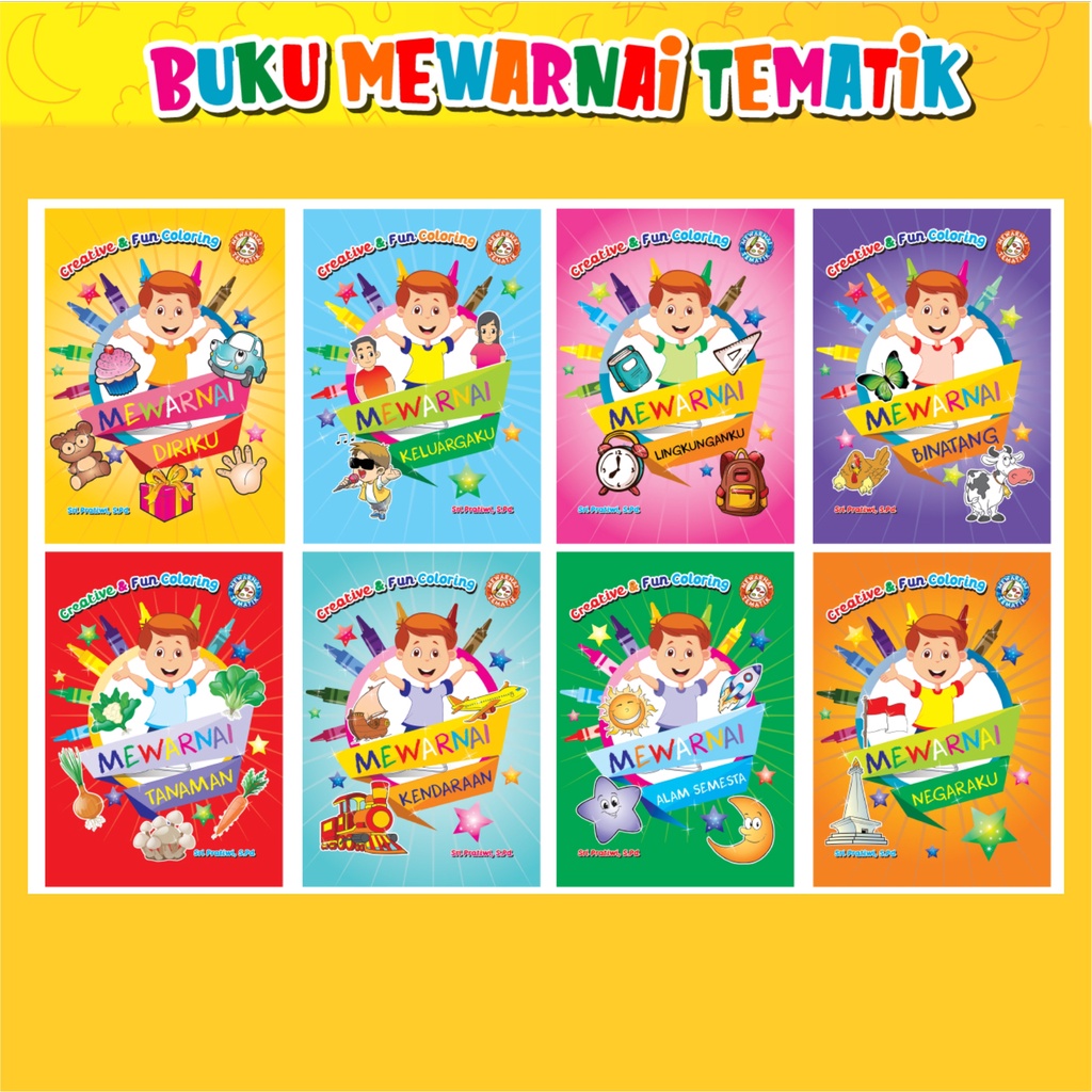 Jual Paket Buku Mewarnai Tematik ( 8 pcs Buku ) | Shopee Indonesia