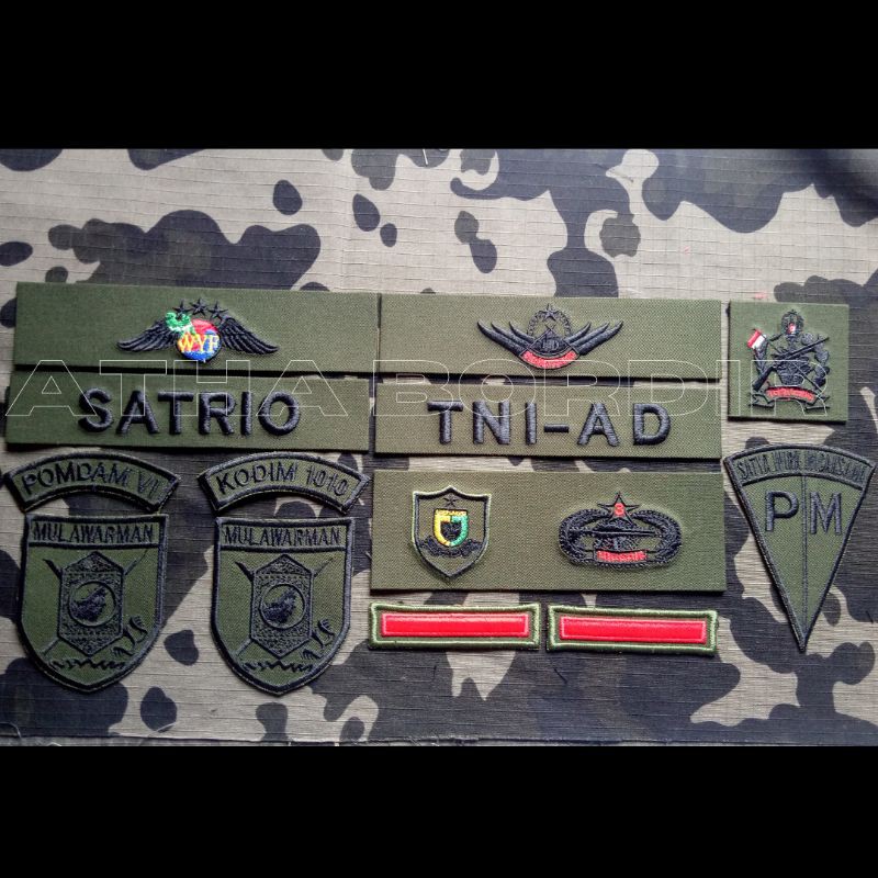 Jual SATU SET Atribut brevet tni //bordir pakai pengeras // custom ...