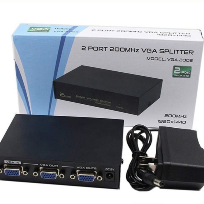 Jual VGA SPLITER 1 TO 2 PORT 200MHZ + ADAPTOR / VGA SPLITTER 2 PORT ...