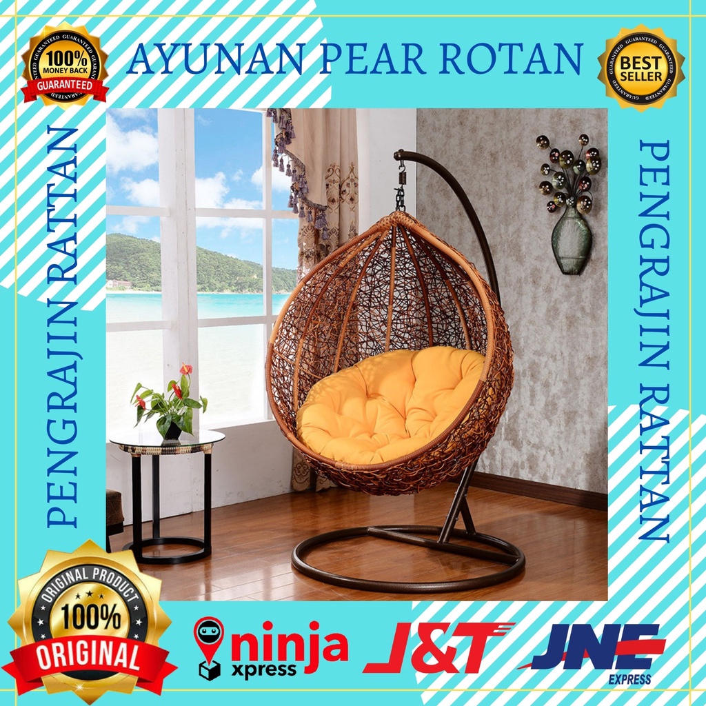 Jual Kursi Ayunan Kursi Rotan Gantung Goyang Pear Anyaman Rotan