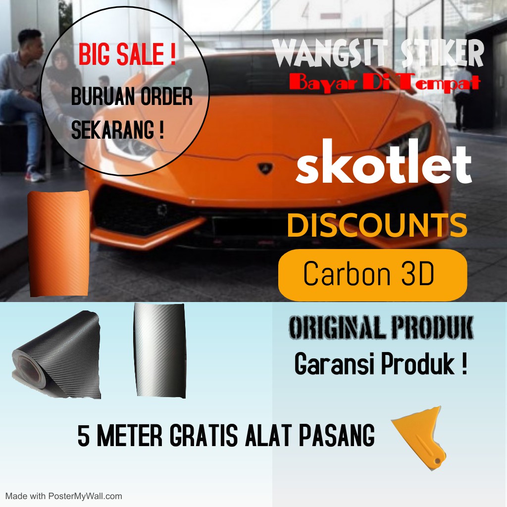 Jual stiker skotlet karbon 3d mobil motor | Shopee Indonesia
