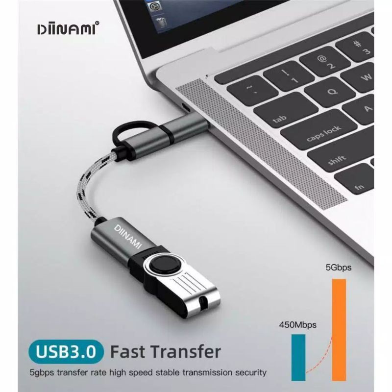 Jual KABEL OTG 2 IN 1 DINAMI MICRO USB TYPE C FAST TRANSFER OTG FLASH ...