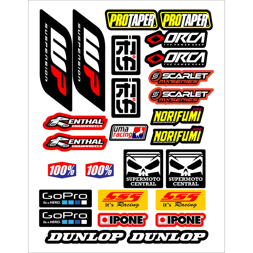 Jual STICKER PACK SUPERMOTO LOGO SPONSOR TRAIL UKURAN A3 | Shopee Indonesia