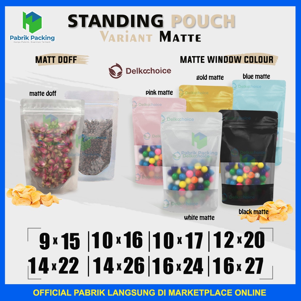 Jual Kemasan Makanan Standing Pouch Ziplock Delkochoice Varian Matte ...