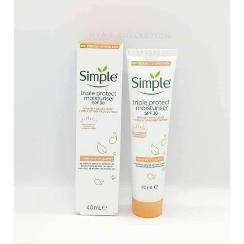 Jual SIMPLE TRIPLE PROTECT MOISTURISER SPF 30 SUNBLOCK SUNSCREEN 40 ML ...