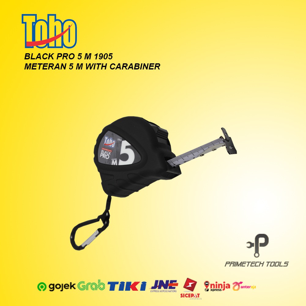 Jual TOHO METERAN 5 M BLACK PRO WITH CARABINER | Shopee Indonesia