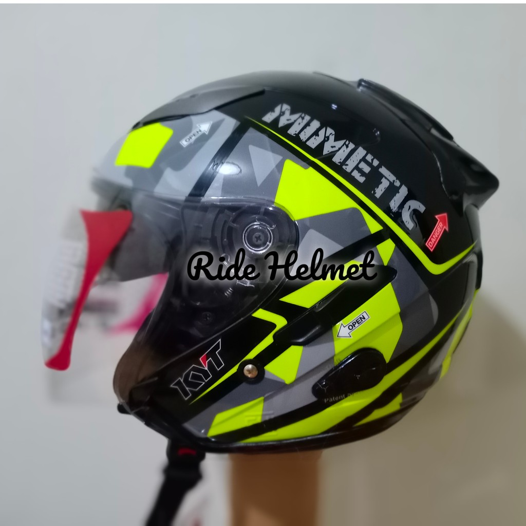 Helm Half Face KYT Galaxy Slide Motif Seri 4 Mimetic Black Yellow ...