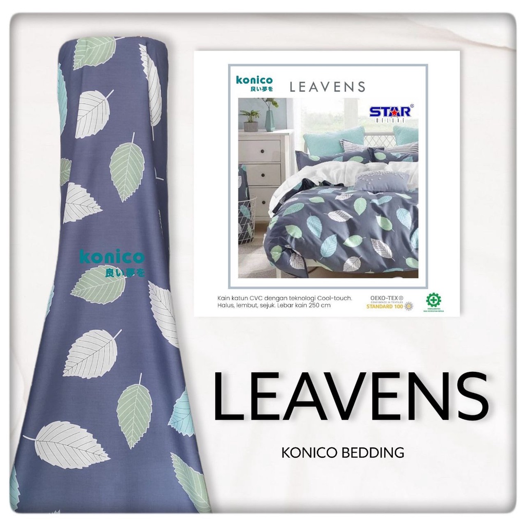 Jual KONICO kain Katun sprei Meteran motif DAUN LEAVENS Star Grow Catra ELBHE ESRA | Shopee ...