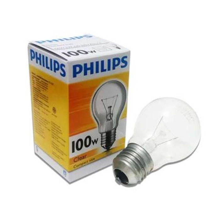 Jual Lampu Pijar Philips Clear 100 w Watt 100W Bulb Bening E27 Compact ...
