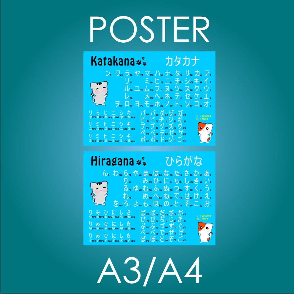 Jual Poster Hiragana dan Katakana Ukuran A3 atau A4 - Bahasa Jepang ...