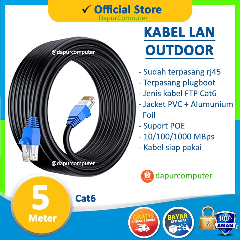 Jual Kabel Lan 5 Meter Outdoor FTP Cat6 Spectra Wifi Internet Terbaik ...